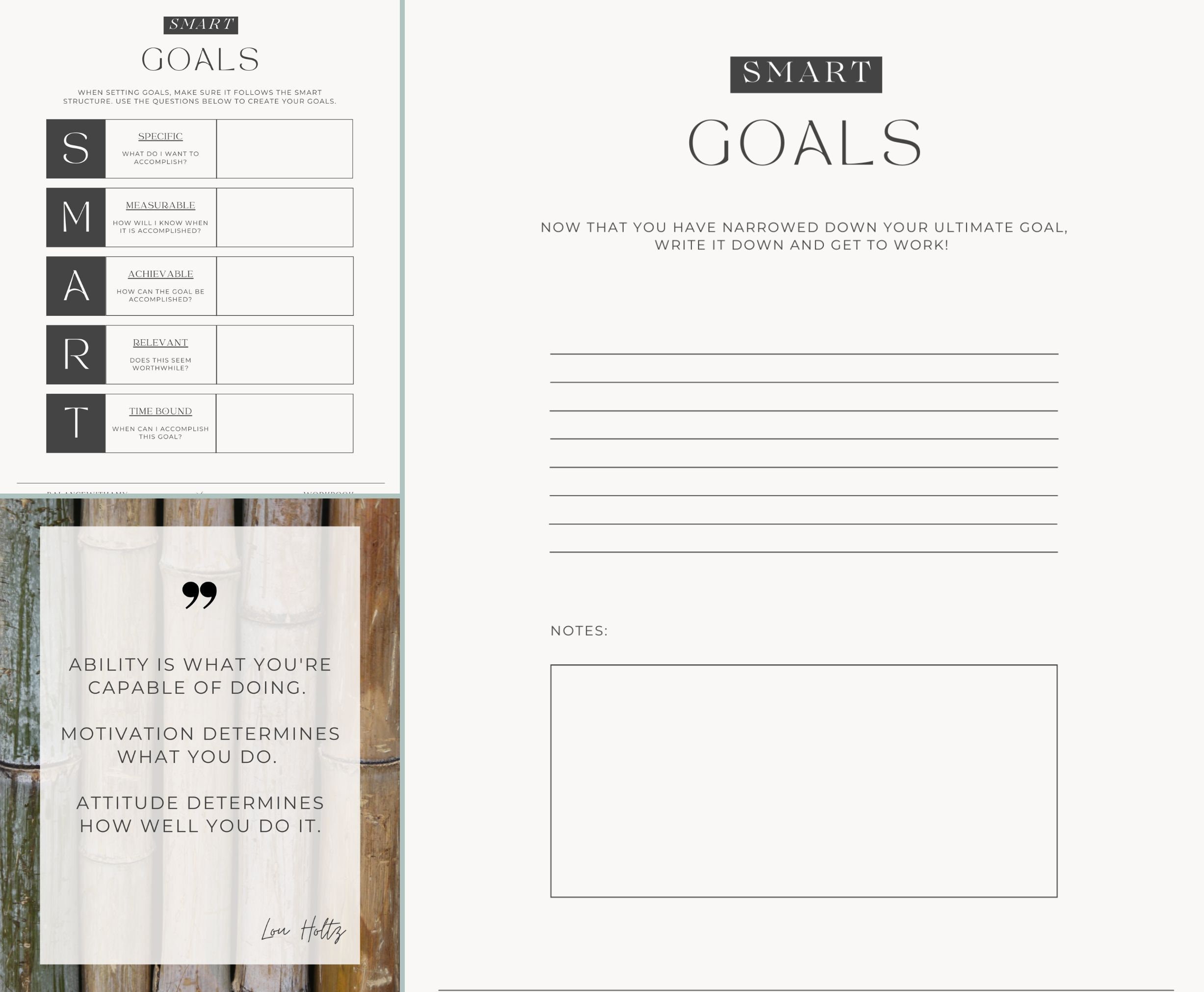 The Smart Goals Workbook, Instant Download, Weight Loss Goals, Fitness ...