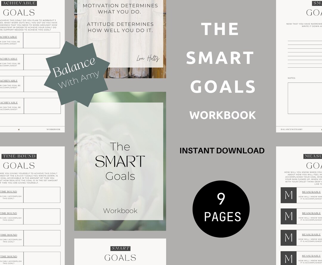 The Smart Goals Workbook, Instant Download, Weight Loss Goals, Fitness Goals, Mental Wellness ...