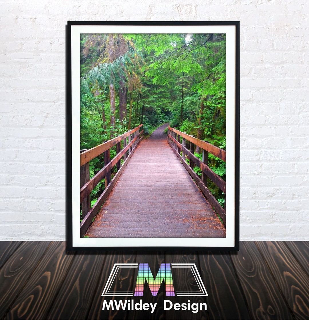 Bridge Print, Forest Print, Trail Wall Art, Landscape Prints, National ...
