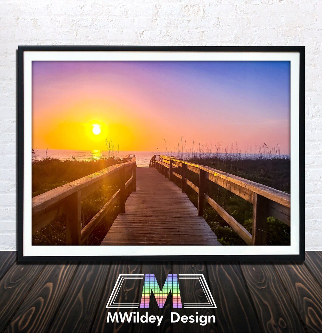 Sunrise Dock Print, Beach Print, Sunrise Wall Art, Seaside Print ...