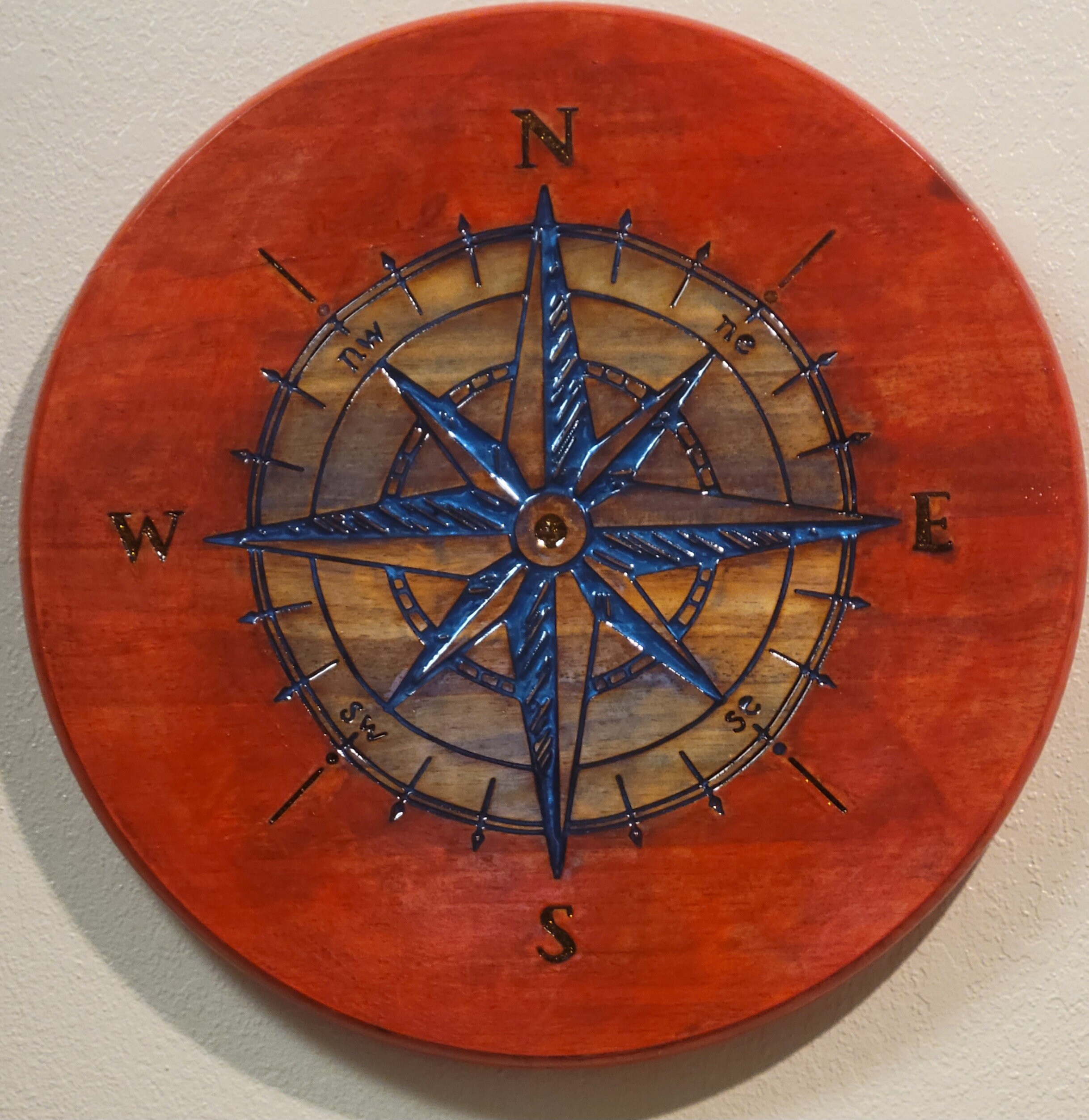 COMPASS in Wood Laser Cut, Epoxy Filled, Painted and Lacquer Finished ...