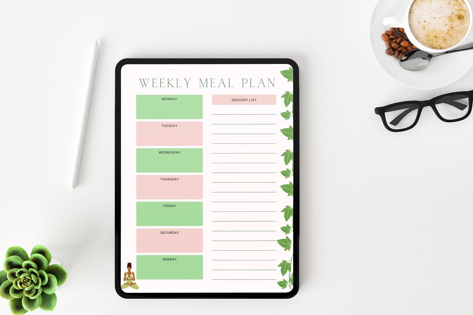 Pink and Green Digital Planner, Editable Planner, Student Planner ...