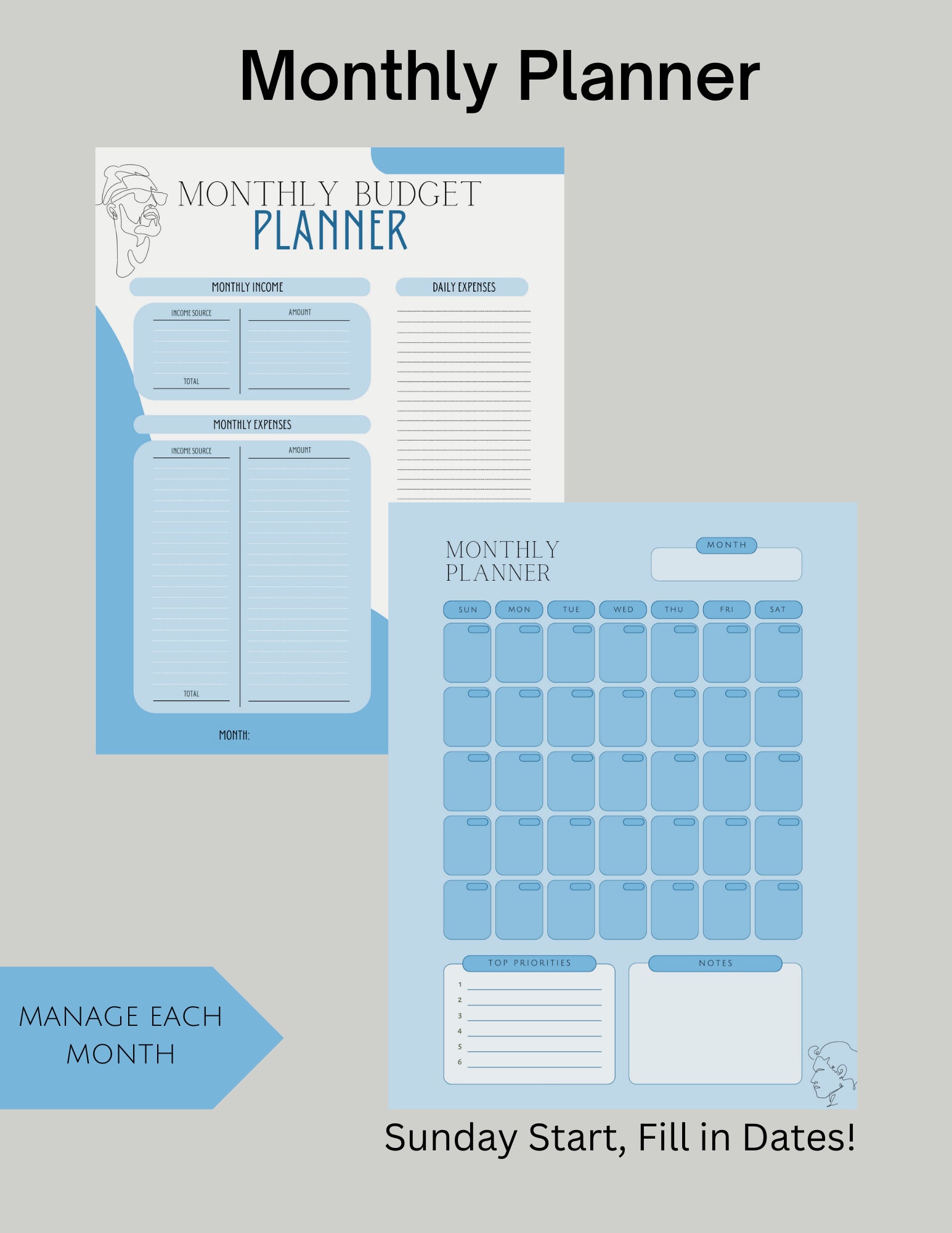 Minimalist Digital Planner, Planning Pack, Daily Planner, Monthly ...