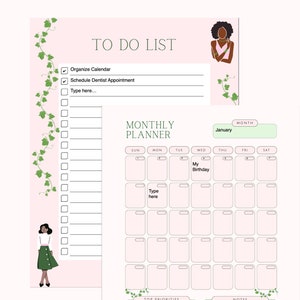 Pink and Green Digital Planner, Editable Planner, Student Planner ...