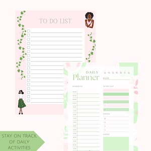 Pink and Green Digital Planner, Editable Planner, Student Planner ...