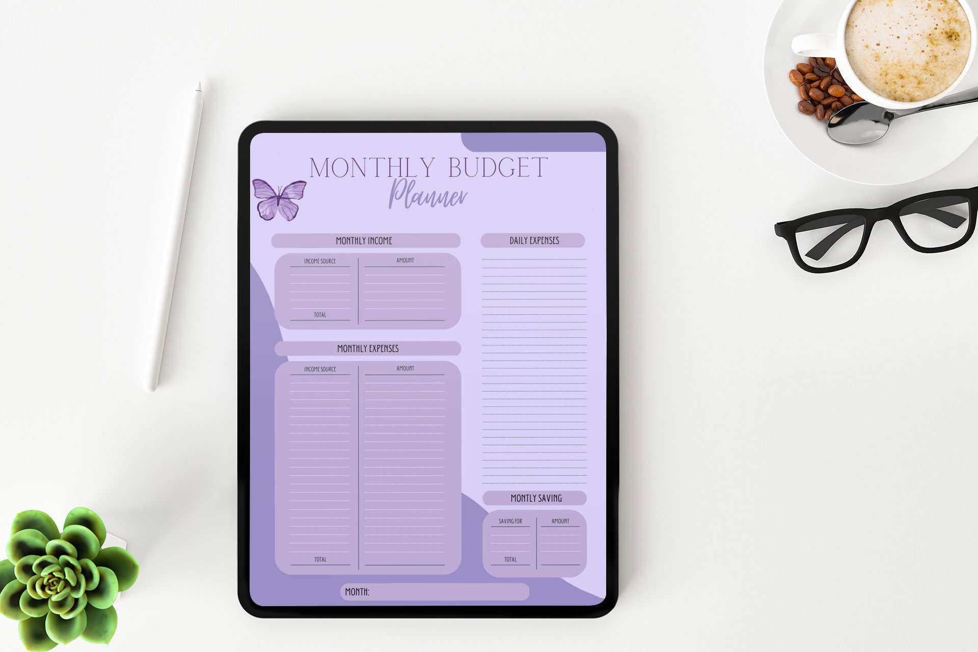 Digital Planner Set, Purple Digital Planner, Purple, Daily Planner ...