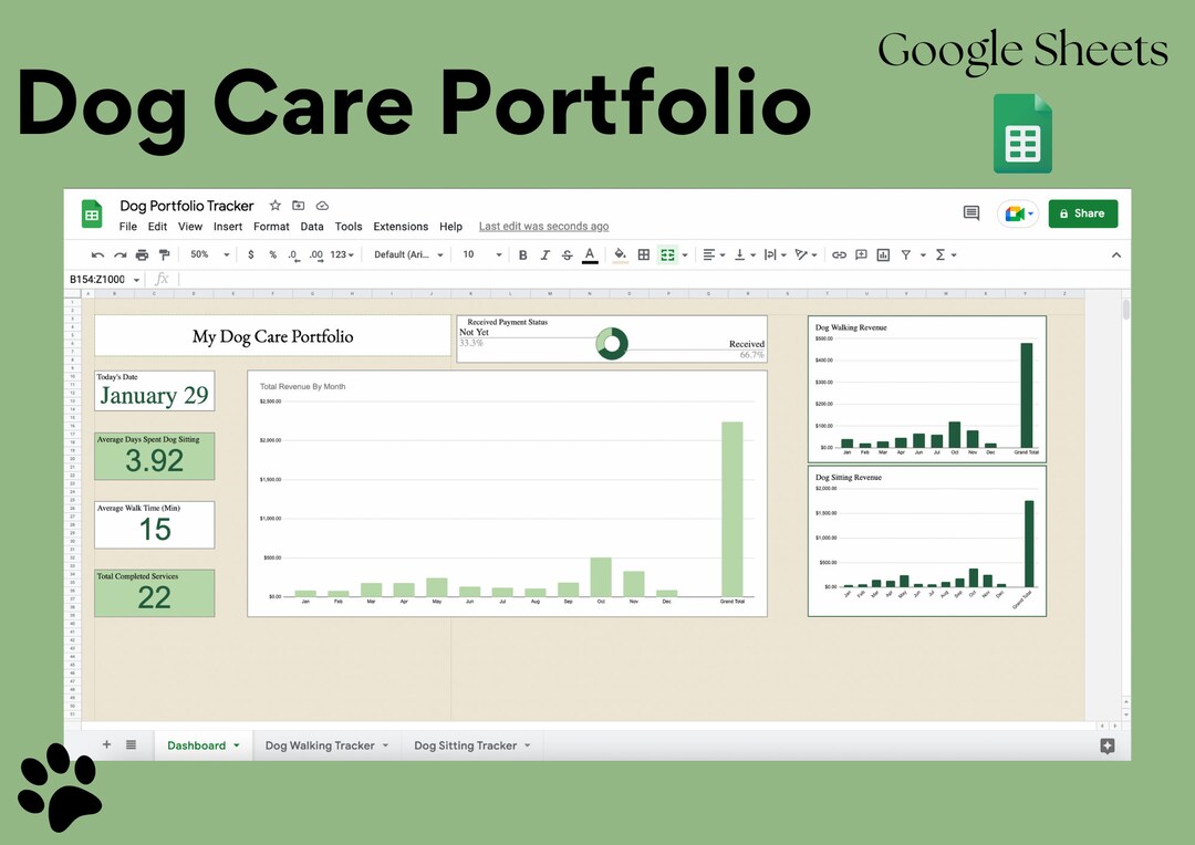 Dog Care Tracker Google Sheets Template, Dog Walking Tracker, Dog ...