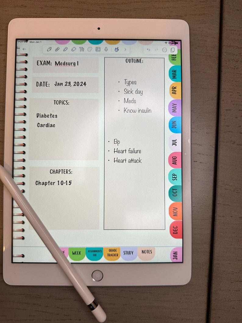 Nursing Student Digital Planner | Undated | Hyperlinked - Etsy