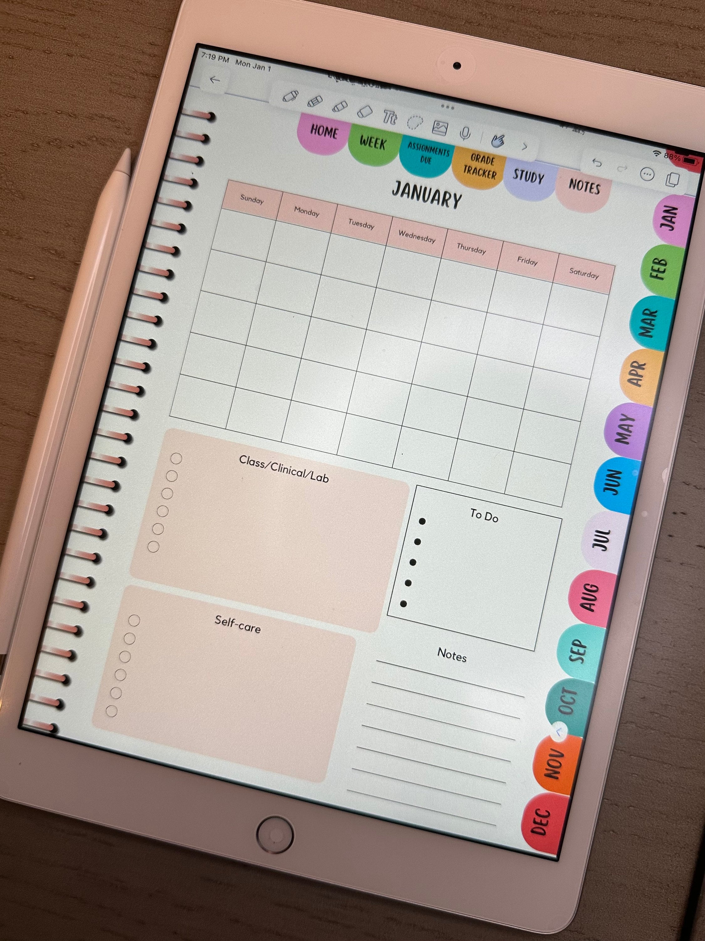 Nursing Student Digital Planner | Undated | Hyperlinked - Etsy