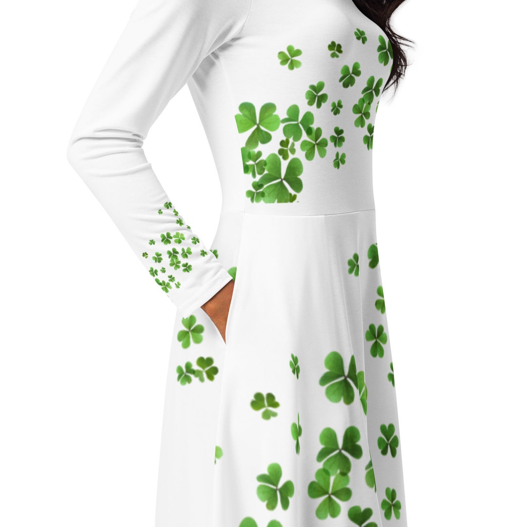 Long Sleeve Shamrock Midi Dress With Pockets Shamrock Midi Dress With ...