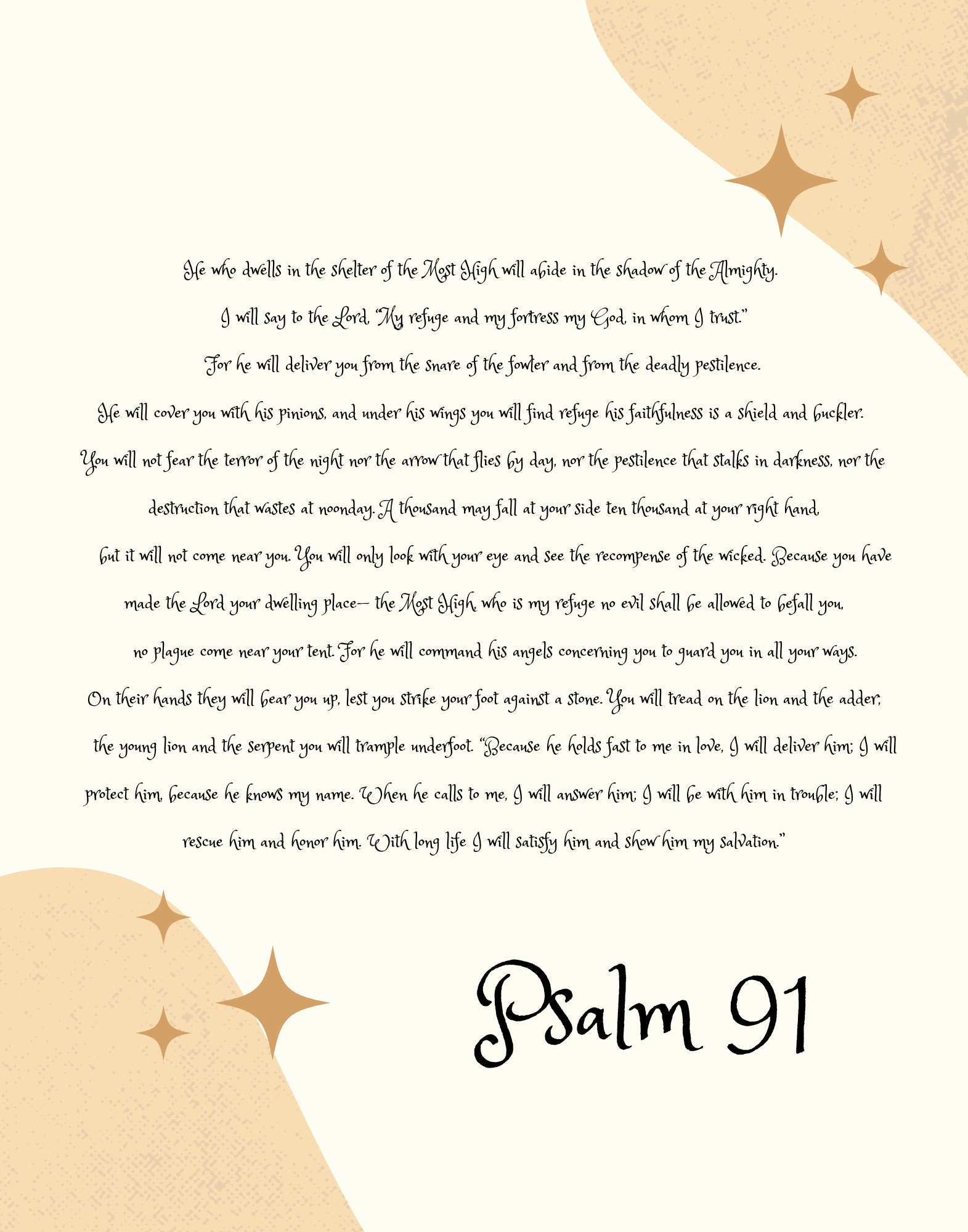 Psalm 91 Modern Art Poster - Etsy