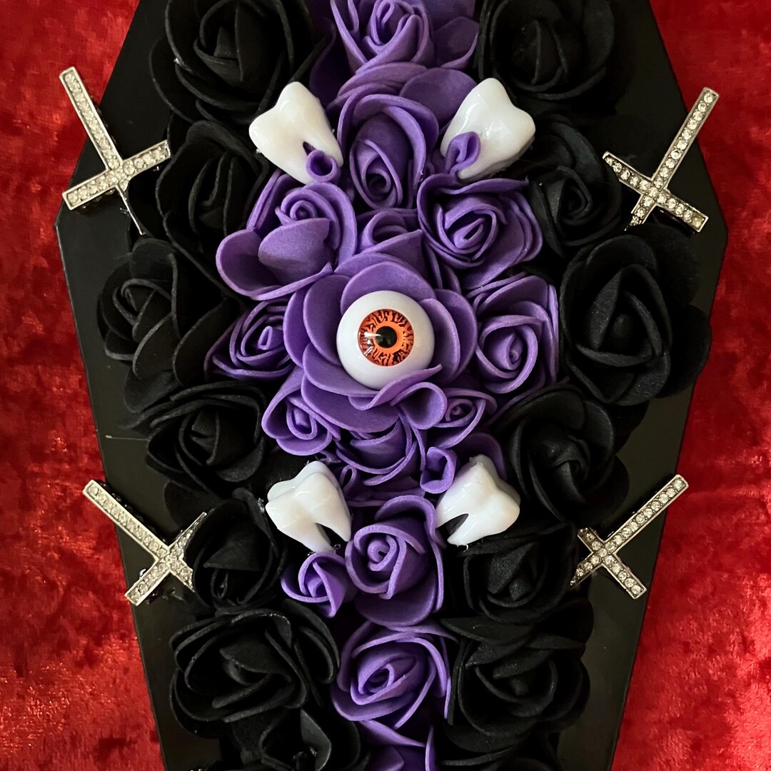 Coffin Wall Art Creepy Casket Eyeball Halloween Decor, Inverted Cross ...