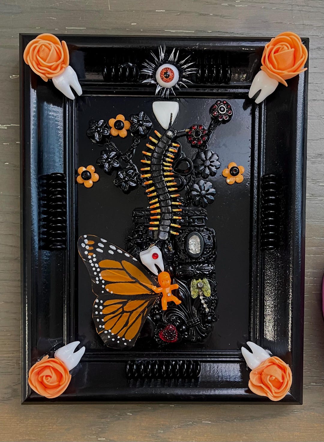 Black Butterfly Jewelry Mosaic Wall Art, Creepy Gothic Esoteric Decor ...