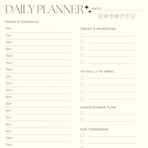 Daily Planner, to Do List, Instant Download, Printable, Minimal Planner ...