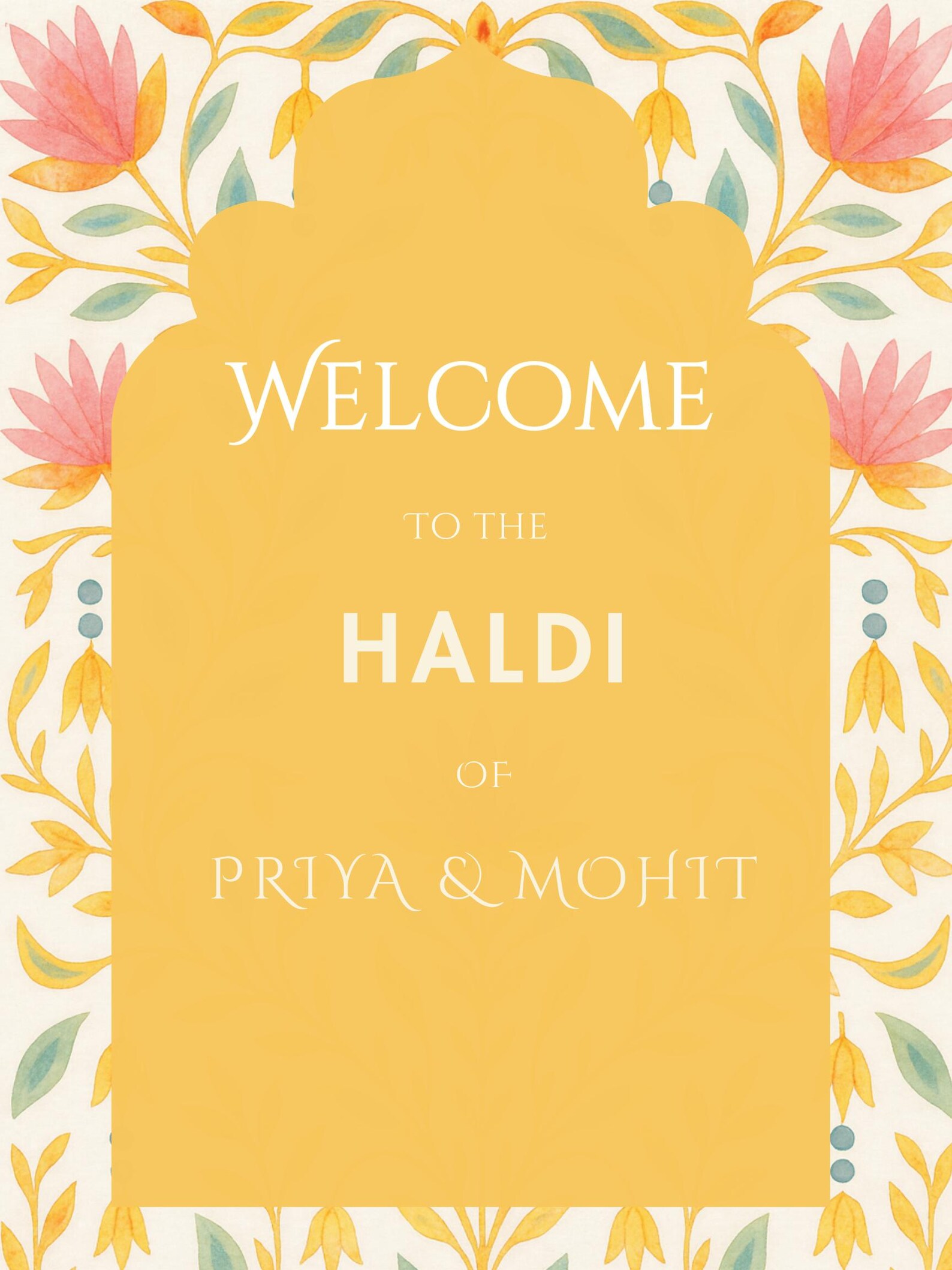 Modern Haldi Welcome Sign Template | Stained Glass Watercolor Indian ...