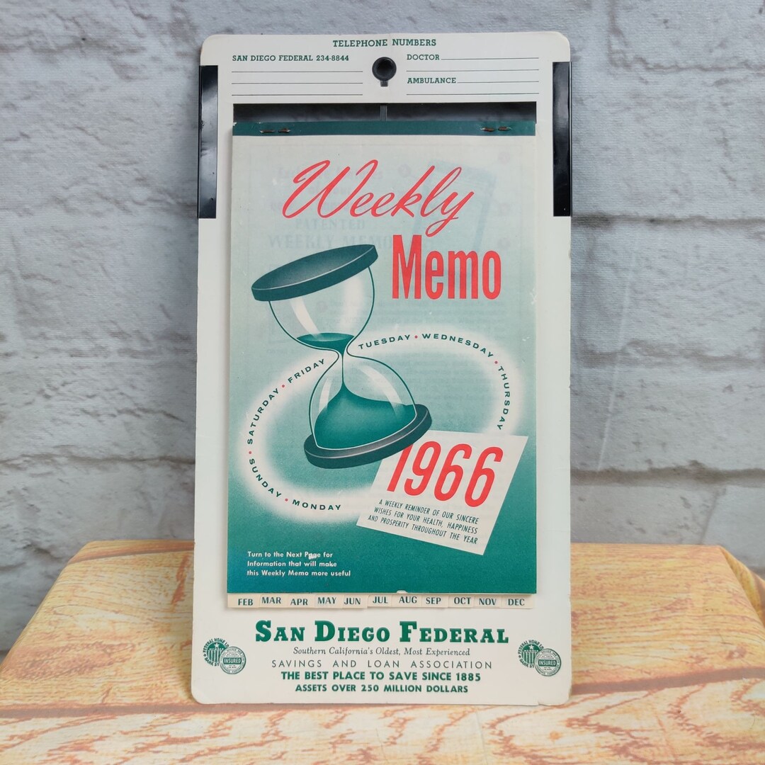 Vintage San Diego Federal Bank Calendar Pad Journaling Office 1966 New ...