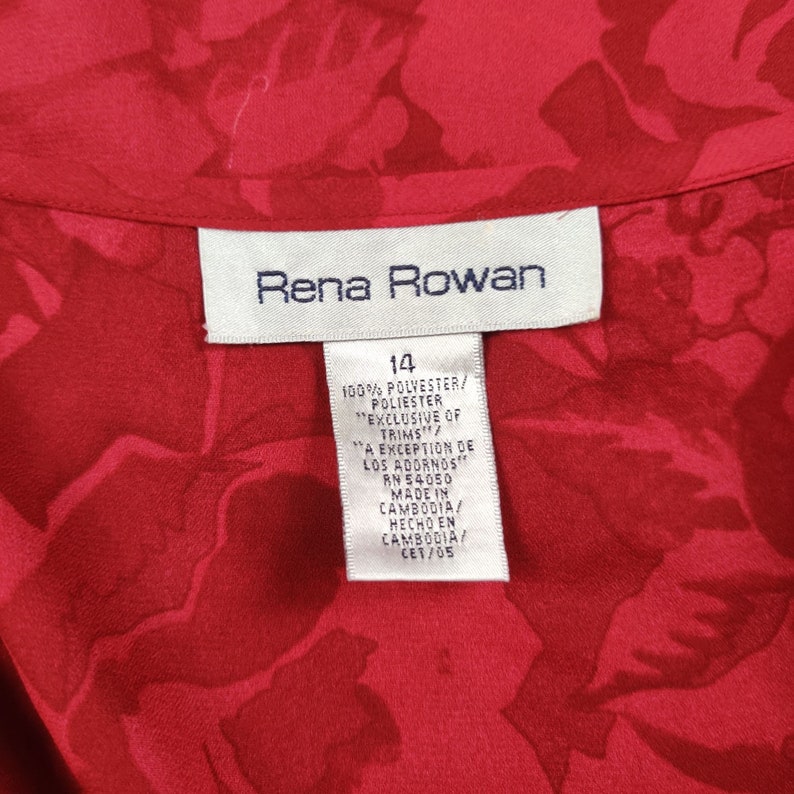 Vintage Rena Rowan Womans Blouse Tie Floral Semi Sheer Retro 90s Y2K ...