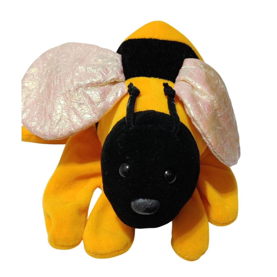 Bee Hand Puppet Plush Vintage Yellow Black Iridescent Wings Kids Toy ...