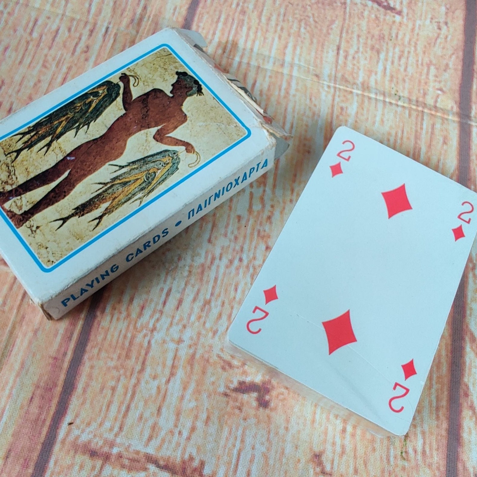 VINTAGE Greek Playing Cards Akrotiri Fresco Fisherman Tourist Souvenir ...
