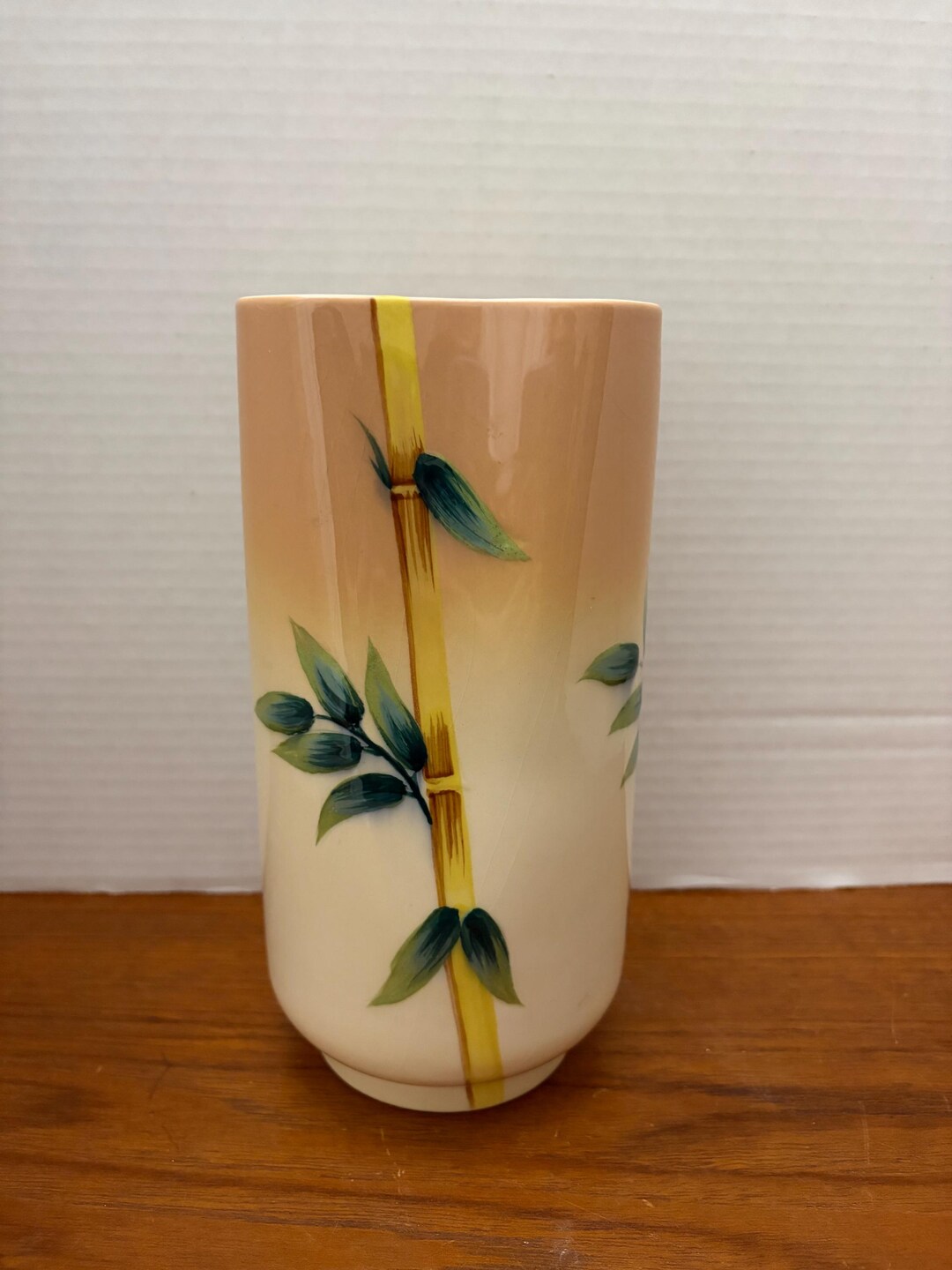 Vintage Pinch Vase Ceramic Pottery Bamboo Print Oriental Asian Decor 10 ...