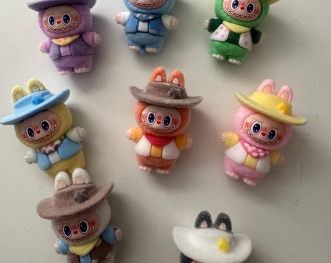 Labubu Cowboy Fuzzy/flocked 3D Figure Beadable Charm Full Set - Etsy