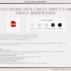 Small Business Tax Deductions Cheat Sheet, Tax Deductions Item List ...