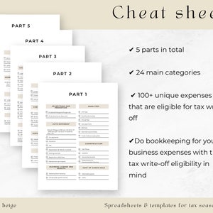 Small Business Tax Deductions Cheat Sheet Tax Deductions Item - Etsy