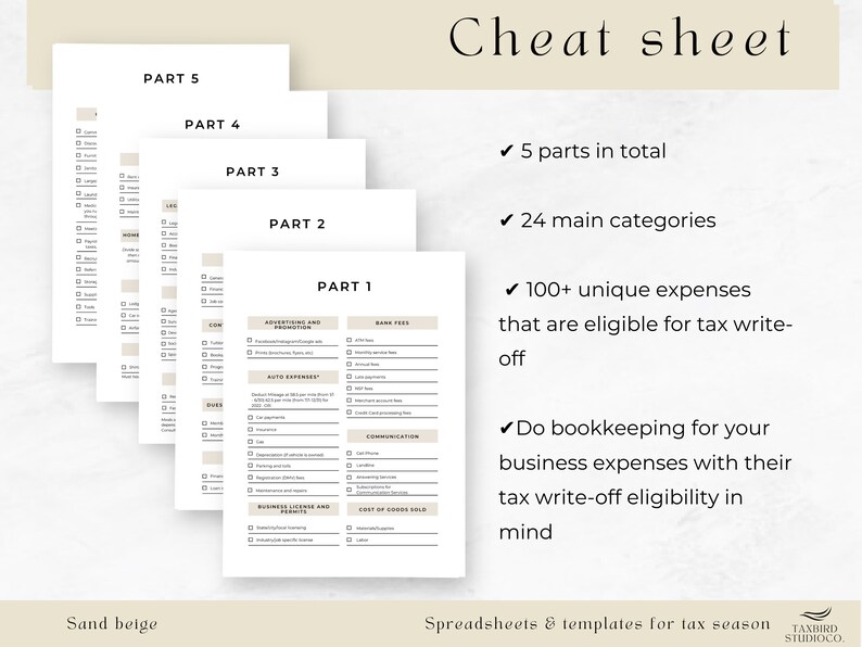 Small Business Tax Deductions Cheat Sheet Tax Deductions Item - Etsy