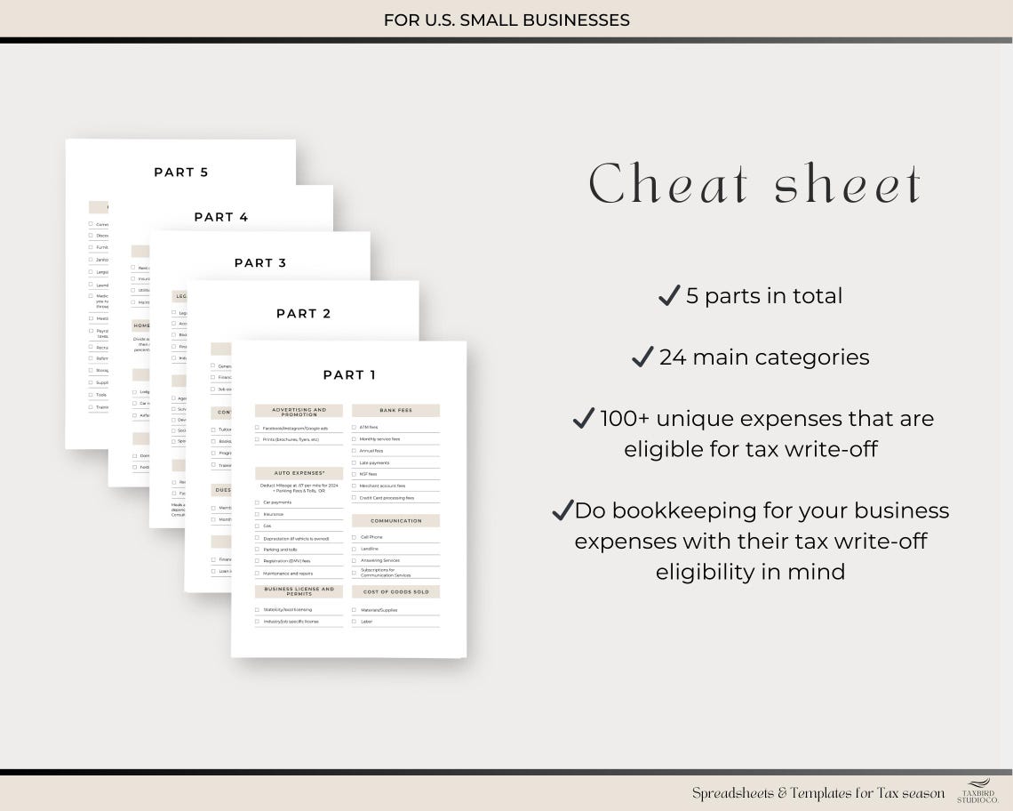 Small Business Tax Deductions Cheat Sheet, Tax Deductions Item List ...
