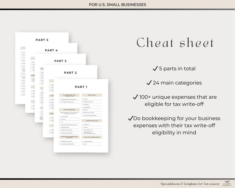 Small Business Tax Deductions Cheat Sheet, Tax Deductions Item List ...