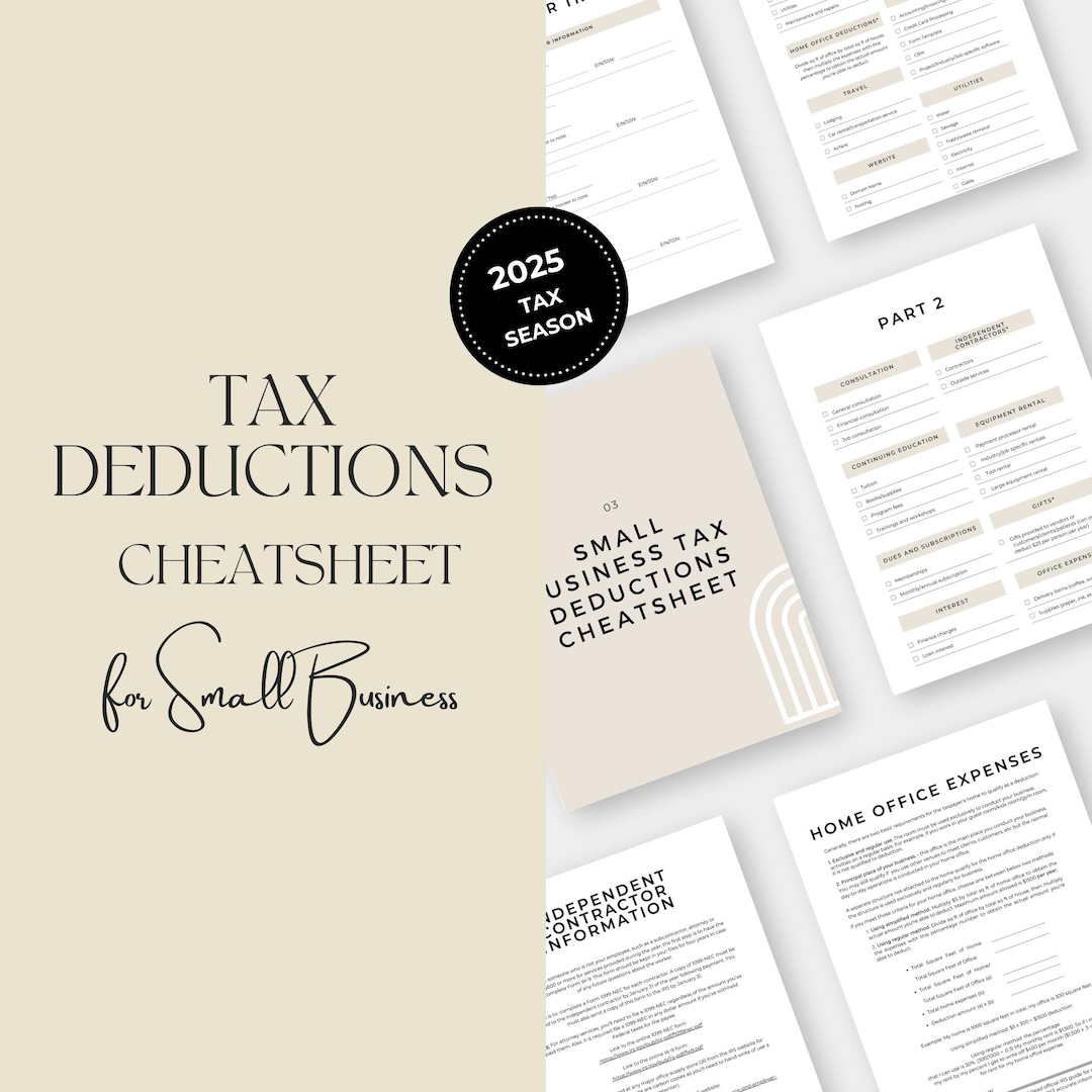 Small Business Tax Deductions Cheat Sheet, Tax Deductions Item List ...