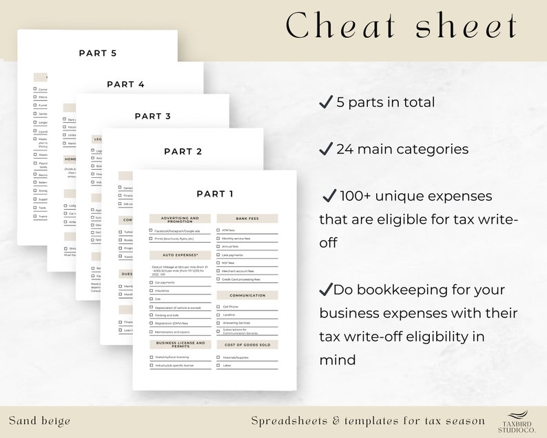 Small Business Tax Deductions Cheat Sheet, Tax Deductions Item List ...