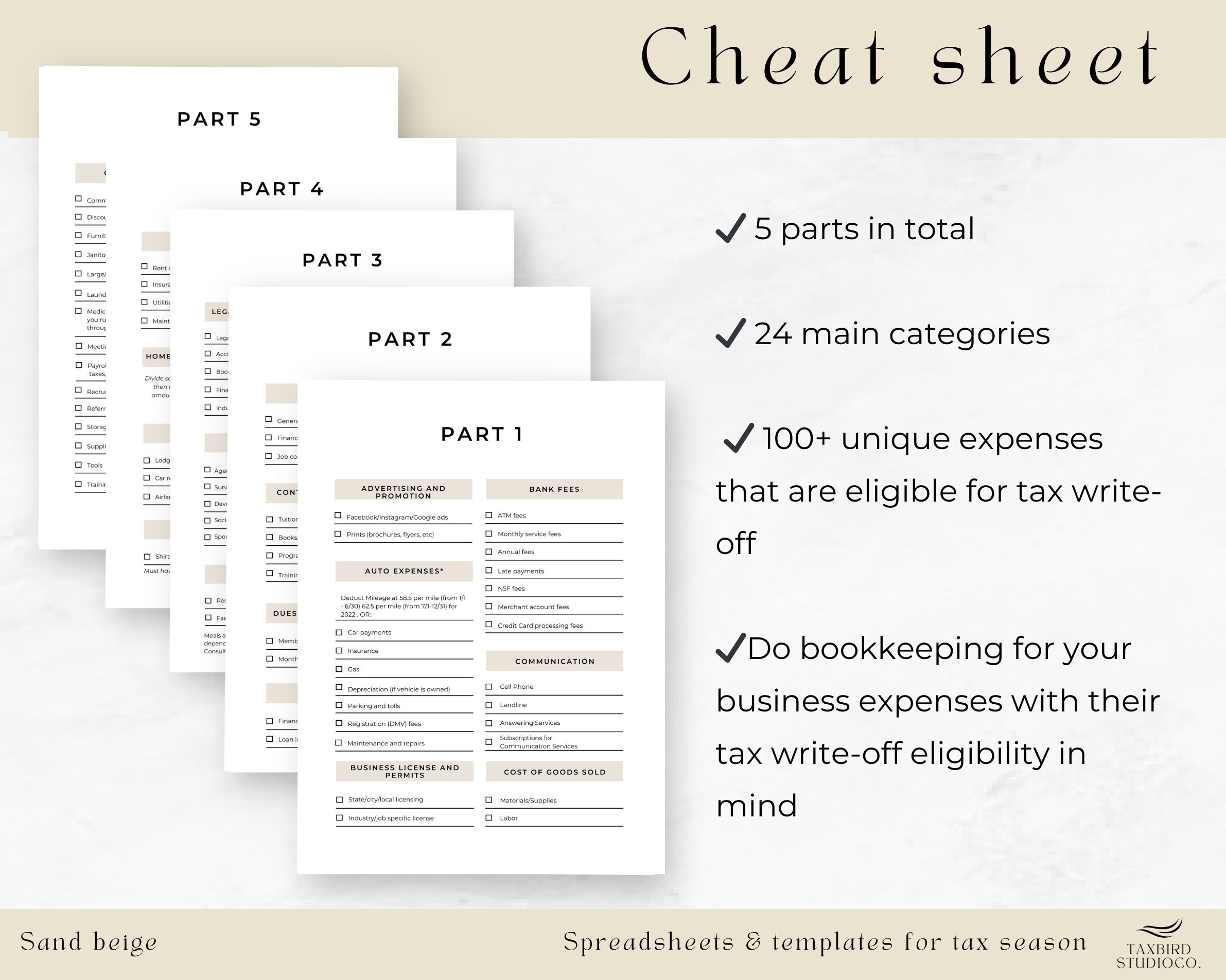 Small Business Tax Deductions Cheat Sheet, Tax Deductions Item List ...