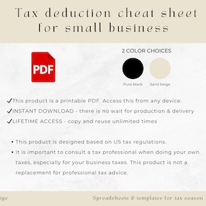 Small Business Tax Deductions Cheat Sheet, Tax Deductions Item List ...