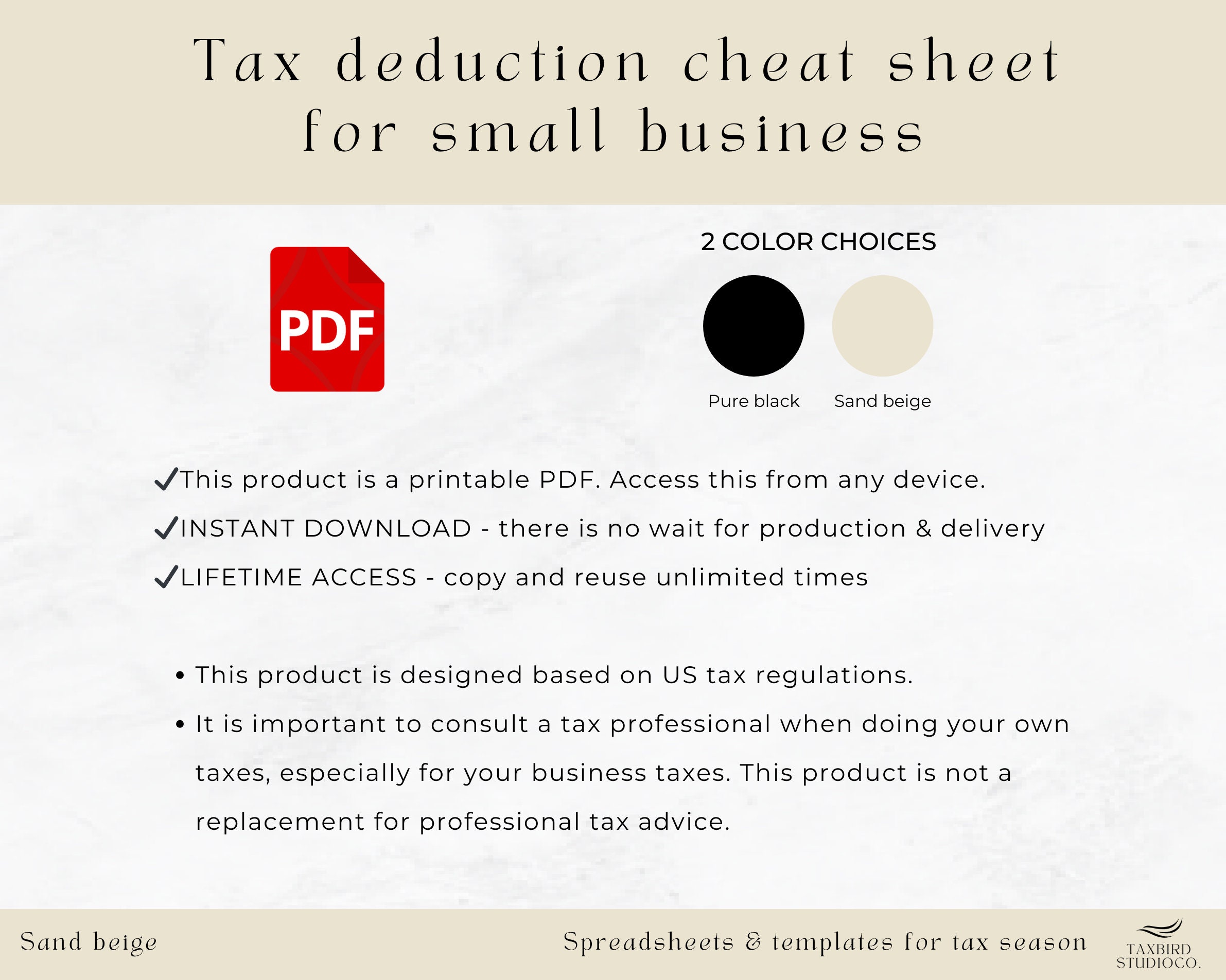 Small Business Tax Deductions Cheat Sheet, Tax Deductions Item List ...