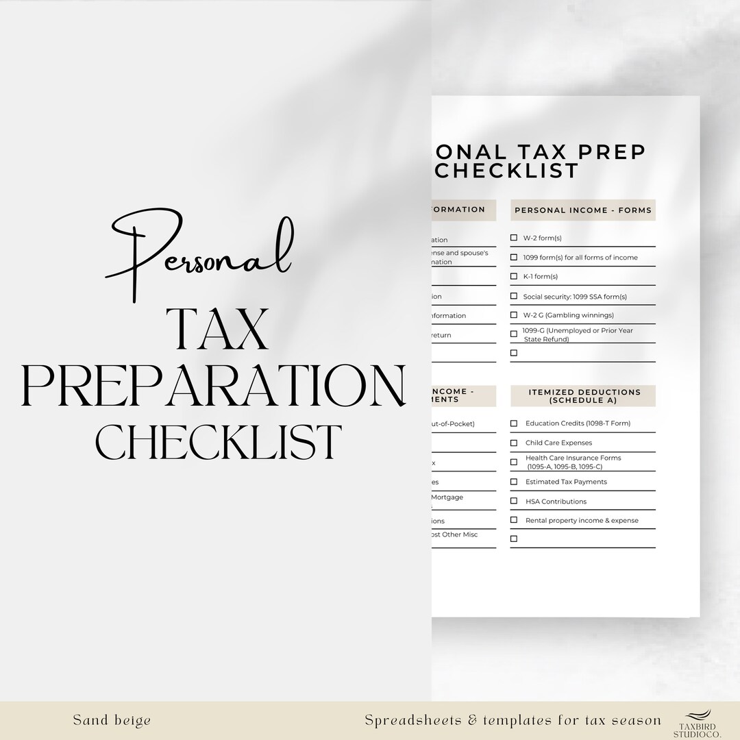 Personal Tax Preparation Checklist Sand Beige - Etsy