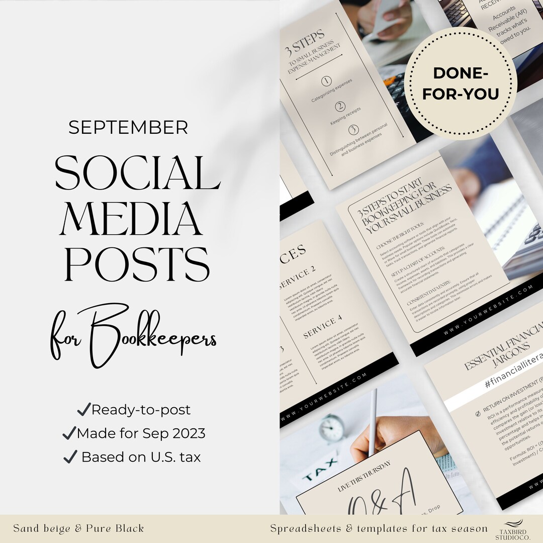 Social Media Posts September Package for Bookkeepers, Done-for-you With ...