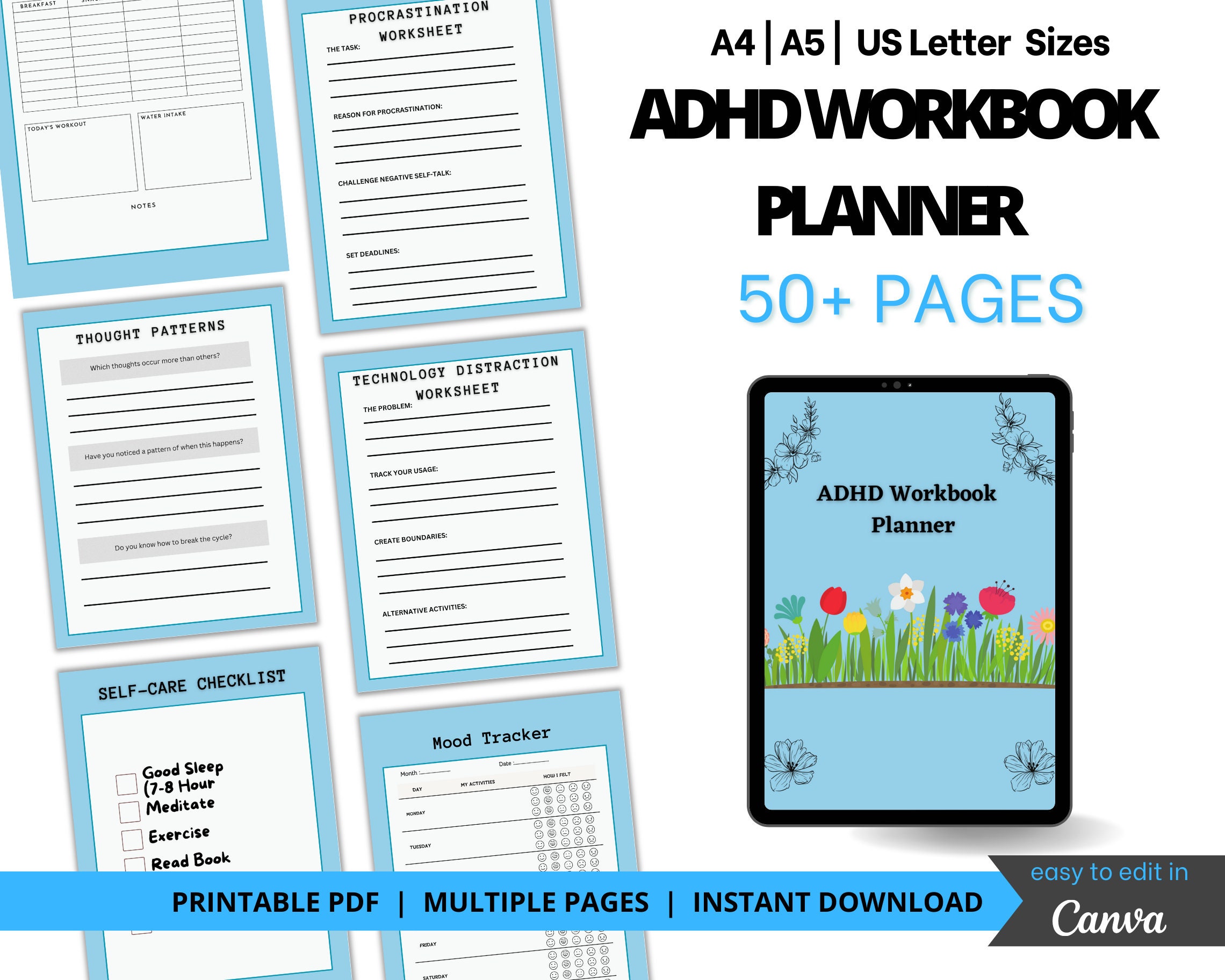 Printable ADHD Planner | ADHD Planner | ADHD Worksheets | Adhd Therapy ...