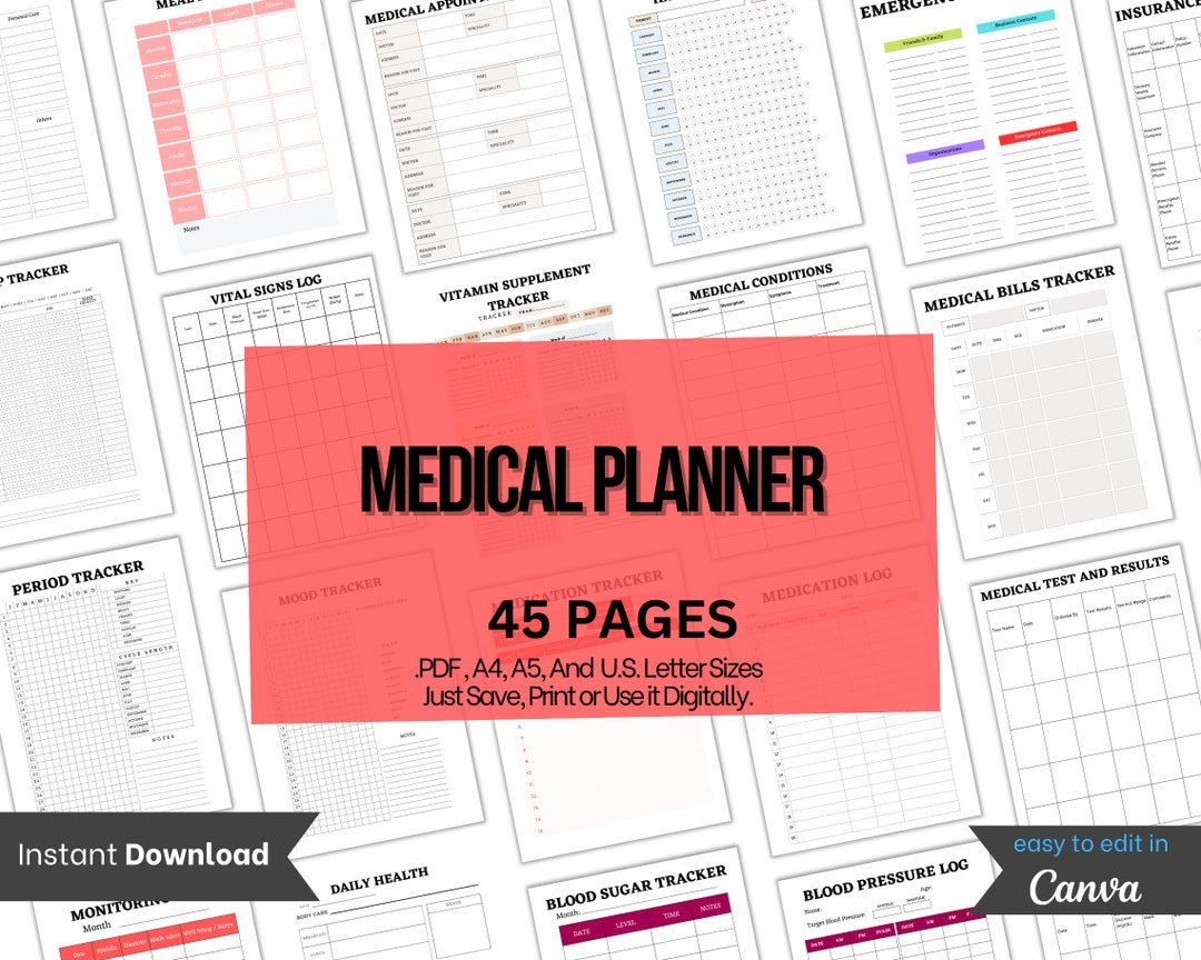 Medical Planner | Medical Journal | Health Tracker | Blood Pressure Log ...