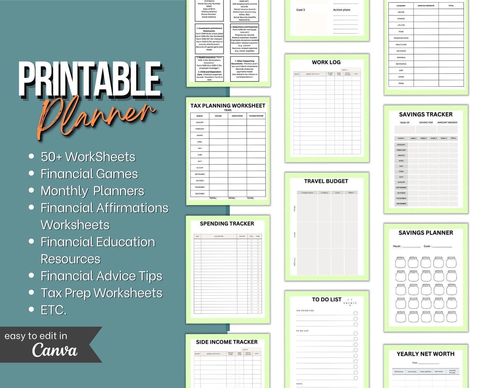 Printable Finance Planner Printable Budget Planner Budget Tracker ...
