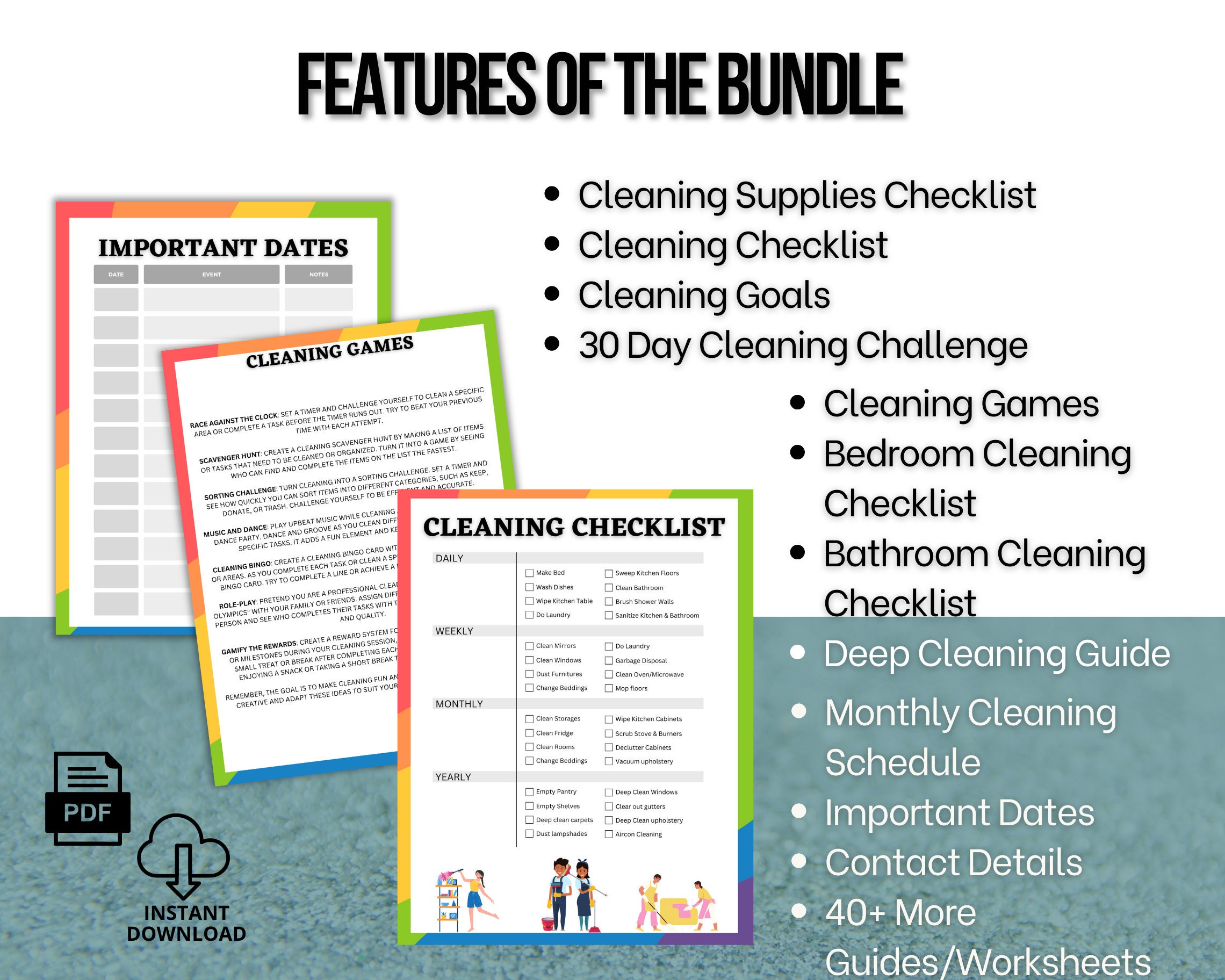 Kids Cleaning Planner Cleaning Schedule Cleaning Planner ADHD Cleaning ...
