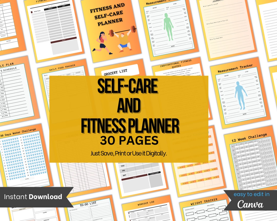 Printable Self-care Planner, Fitness Planner, Self-care Journal, Self ...