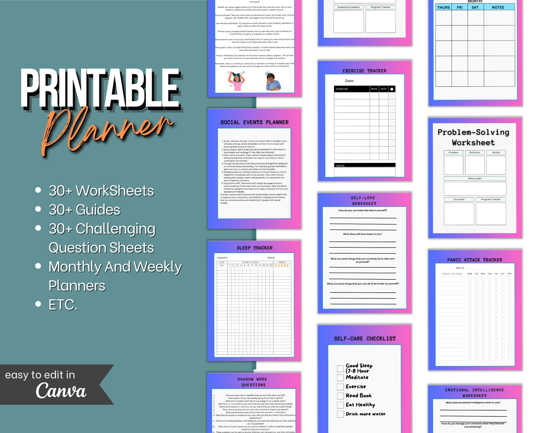 Printable ADHD Planner ADHD Planner ADHD Worksheets Adhd Therapy ...