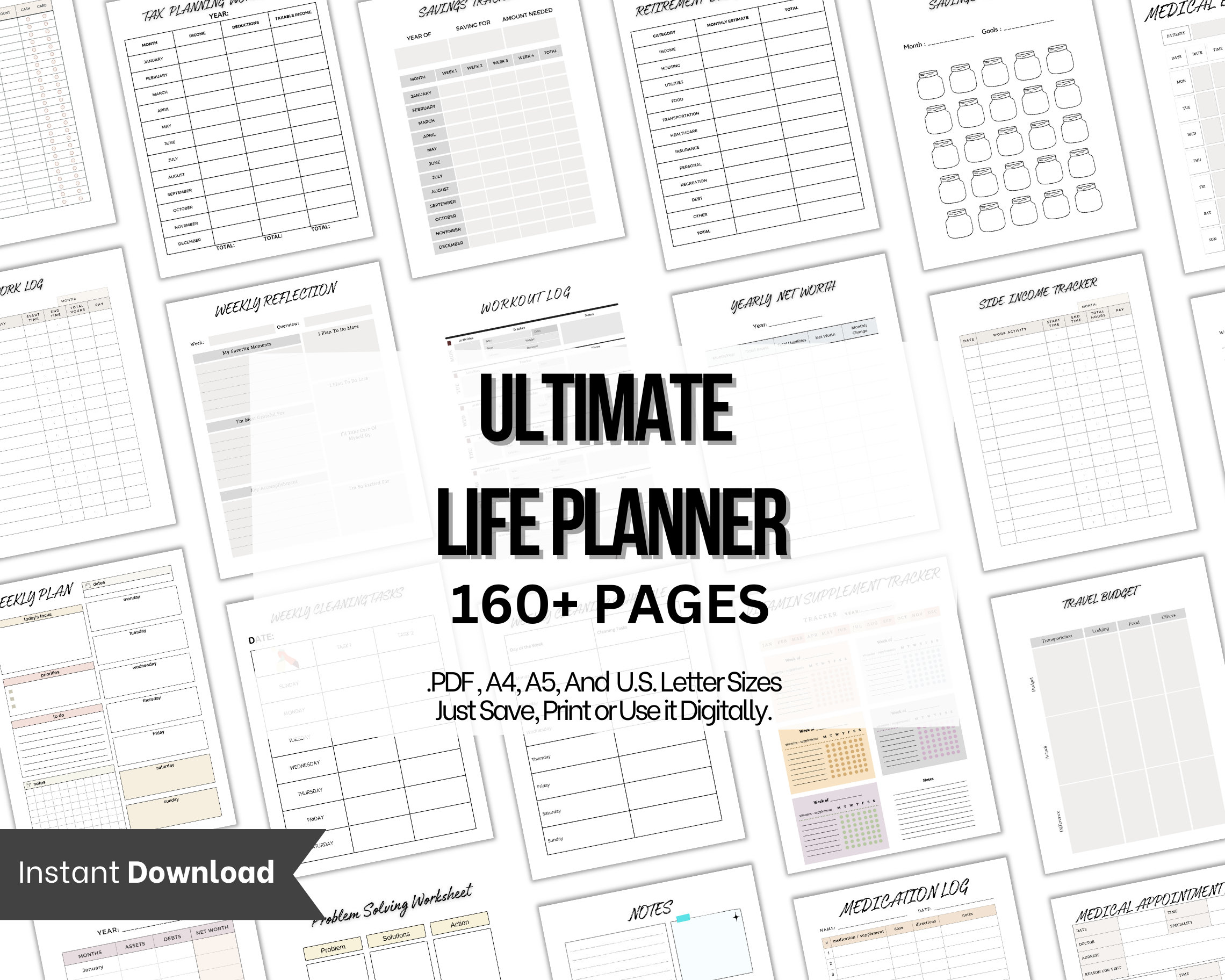 Printable Life Planner | Life Planner Printable | Life Organizer Bundle ...