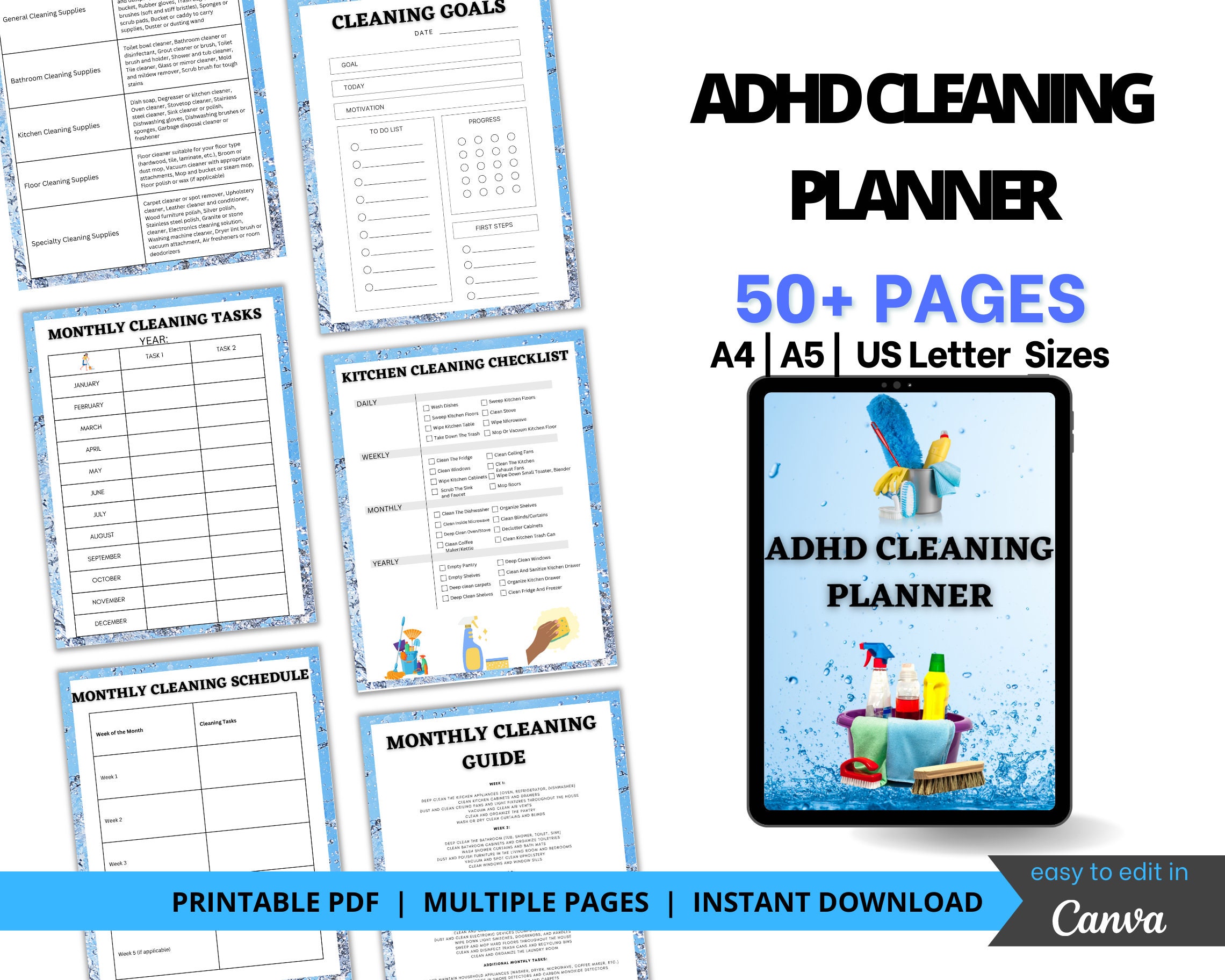 ADHD Cleaning Checklist | Weekly House Chores | Clean Home Routine ...