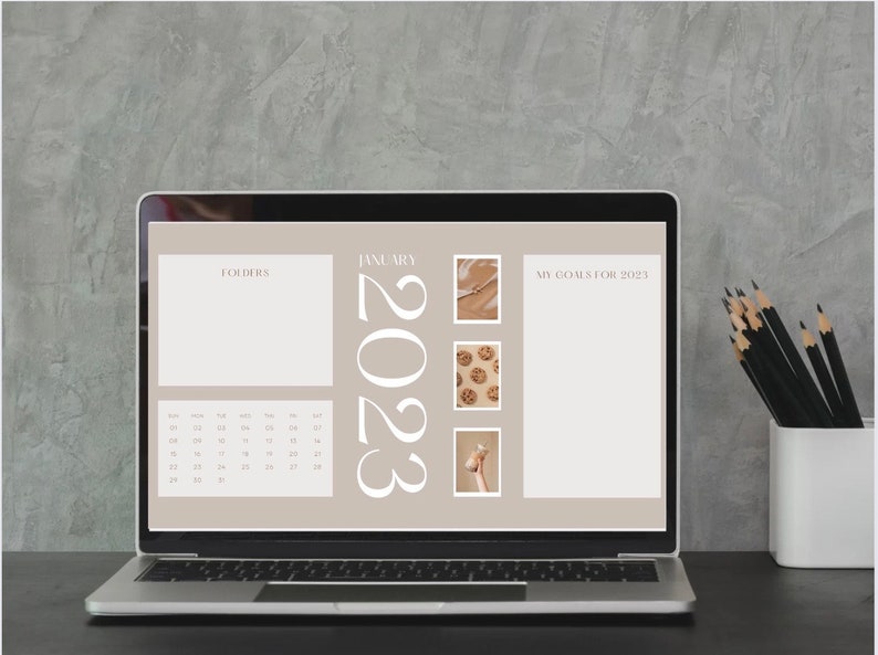 Tan New Year Desktop Wallpaper Template - Etsy