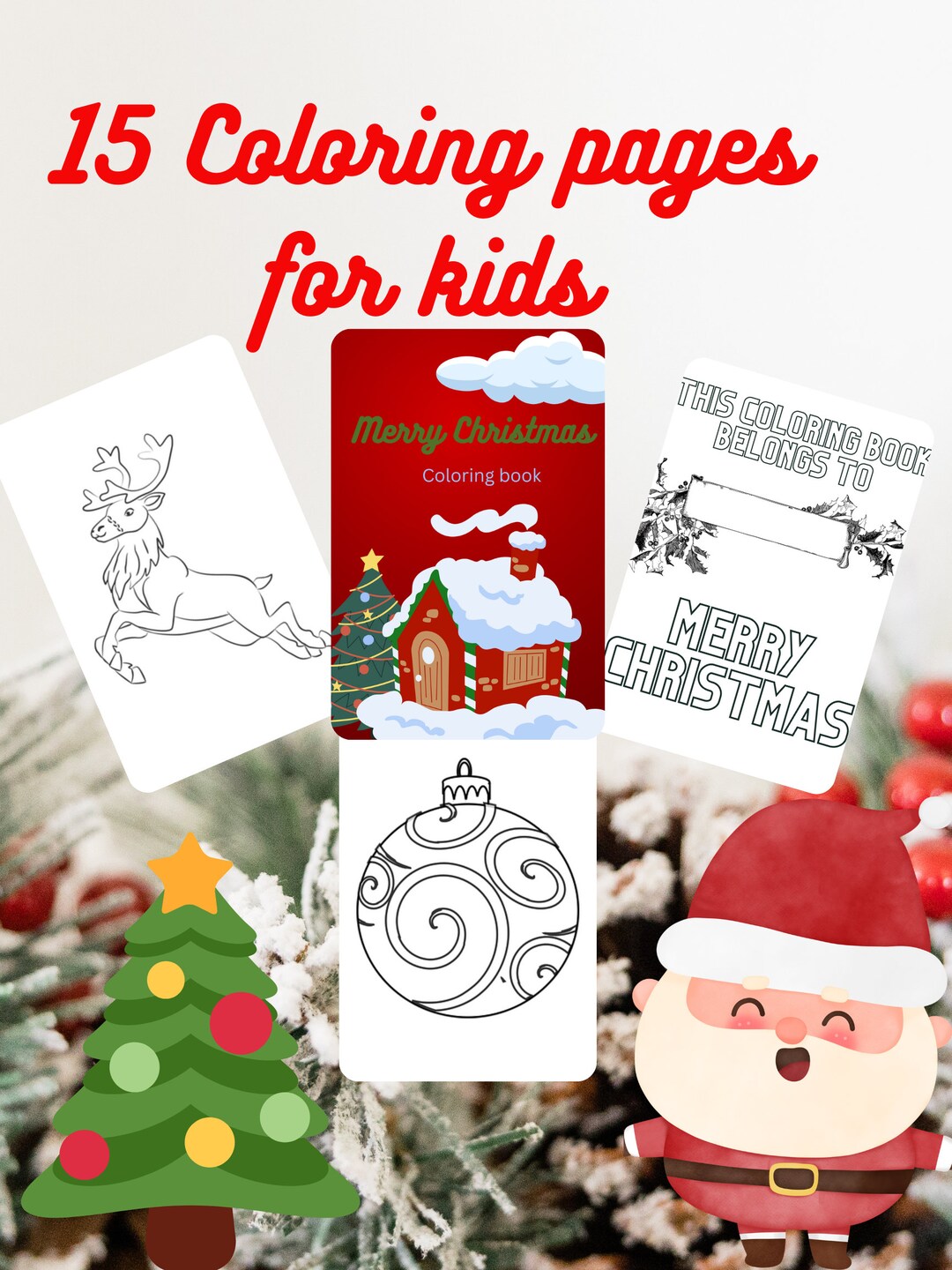 15 Christmas Coloring Pages - Etsy