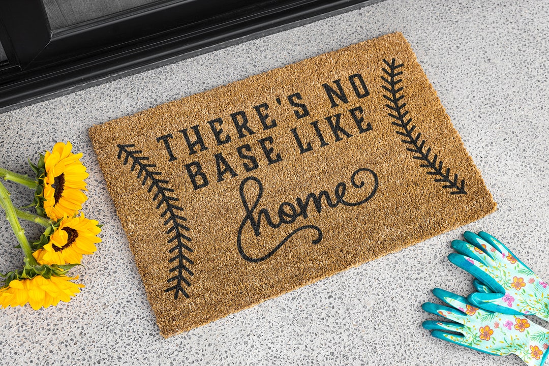 There's No Base Like Home Baseball Doormat, Baseball Home Decor, S ...