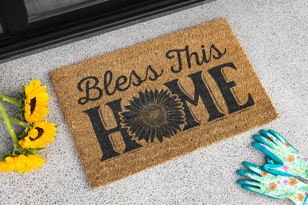 Welcome Sunflower Door Mat, Flower Theme Doormat, Spring Decor ...
