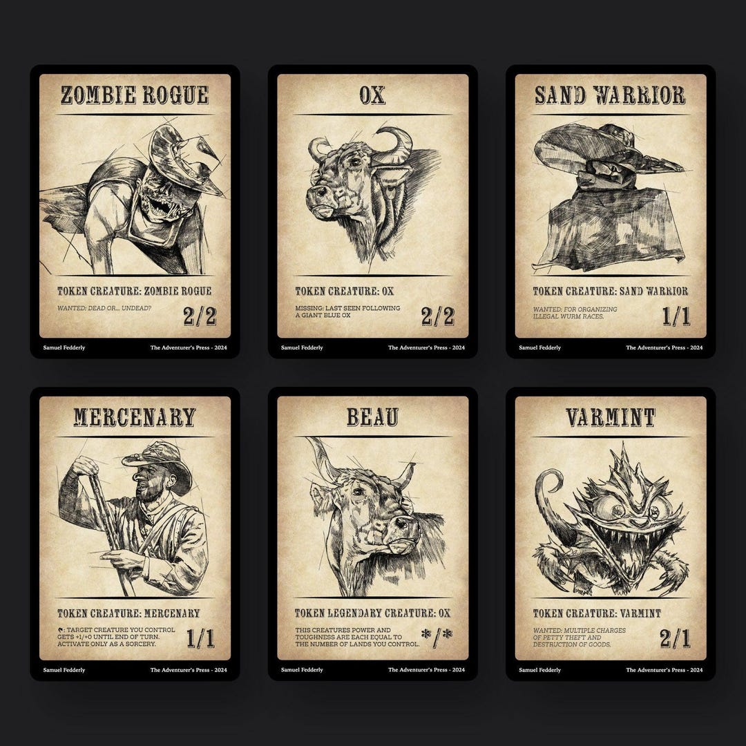 MTG Token Pack: Zombie Rogue, Ox, Sand Warrior, Mercenary, Beau ...